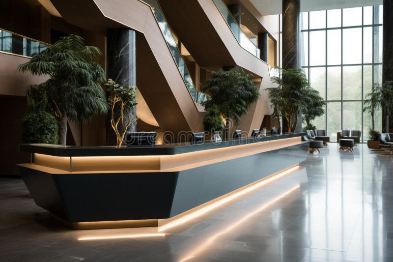Modern Lobby, an Empty Reception Desk for Hotel or Office Stock ...