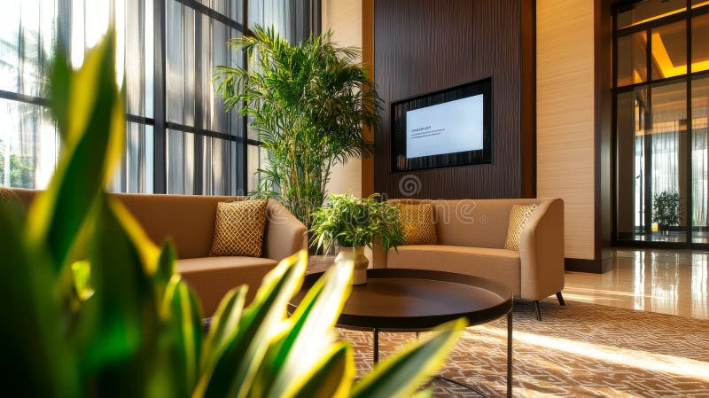 A Modern Lobby Interior Design Featuring Comfortable Seating Large ...