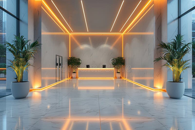 Modern Lobby Interior Design Stock Illustration - Illustration of ...