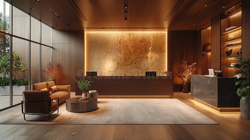 Modern Lobby Interior Design Stock Illustration - Illustration of ...