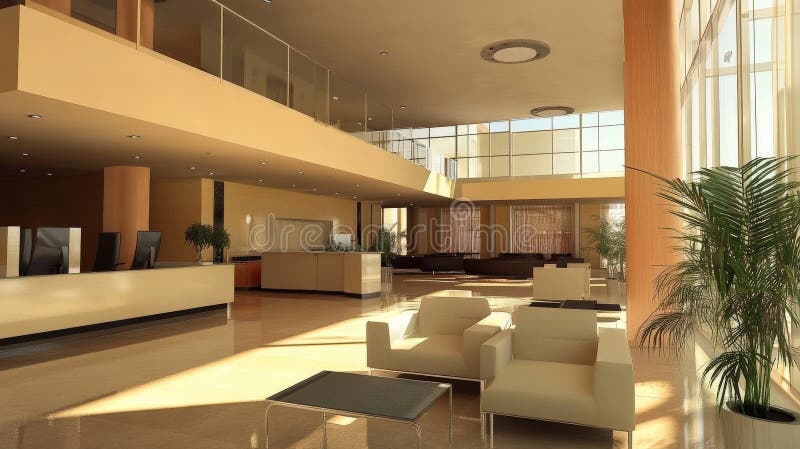 Sophisticated Modern Lobby with Minimalist Decor and Neutral Tones ...