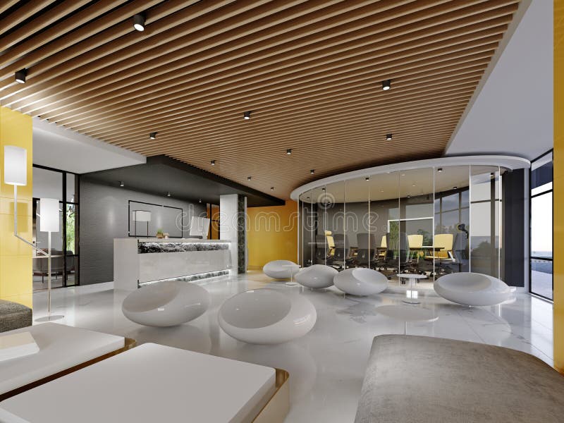 Modern Lobby Interior in an Office Building Stock Illustration ...