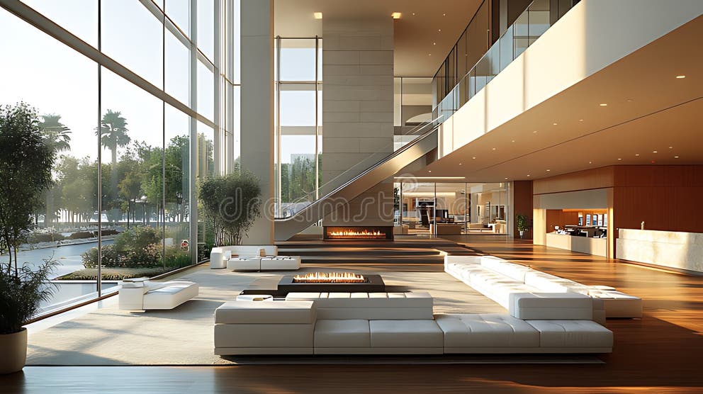 Modern Lobby Lounge Sunlight Atrium Architecture Design Stock ...