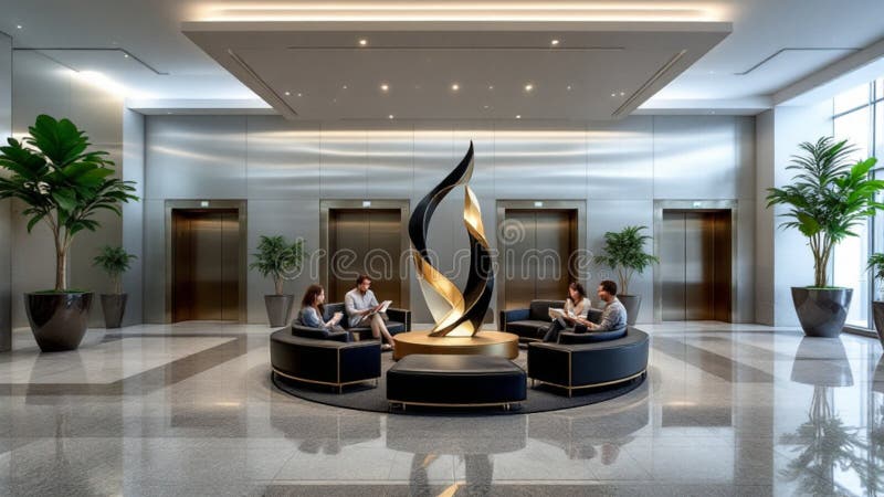 Modern Lobby Setting with Comfortable Lounge Seating for Waiting Rooms ...