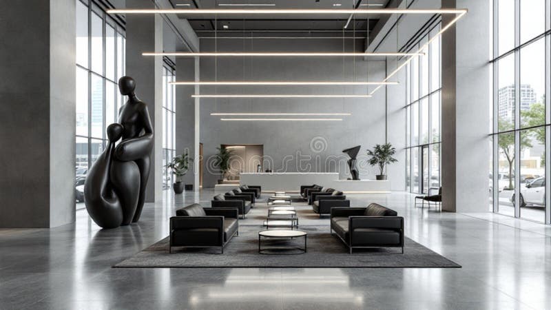 Modern Lobby Setting with Comfortable Lounge Seating for Waiting Rooms ...