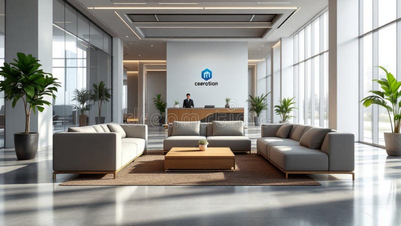 Modern Lobby Setting with Comfortable Lounge Seating for Waiting Rooms ...