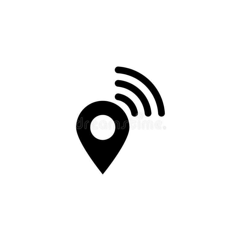 Modern Location Icon with Signal Waves Stock Vector - Illustration of ...