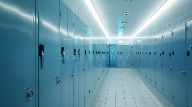 Modern Locker Room with Digital Locks - Generative AI Stock Image ...