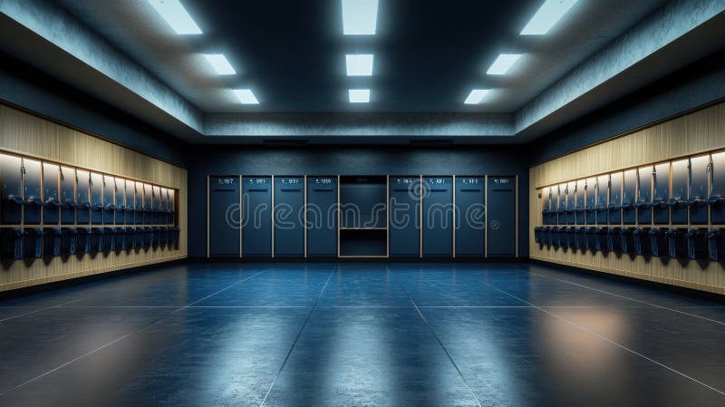 Modern Locker Room with Sleek Interior Design and Spacious Lockers in ...