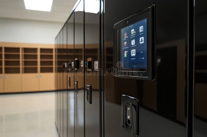 Modern Lockers with Digital Interfaces in a Spacious Interior Stock ...