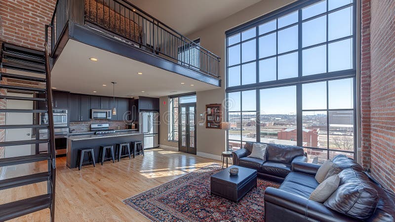 Modern Loft Apartment with Exposed Brick, Open Concept, and Large ...