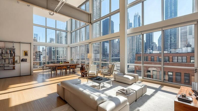 Modern Loft Apartment with Floor-to-ceiling Windows Offering City Views ...
