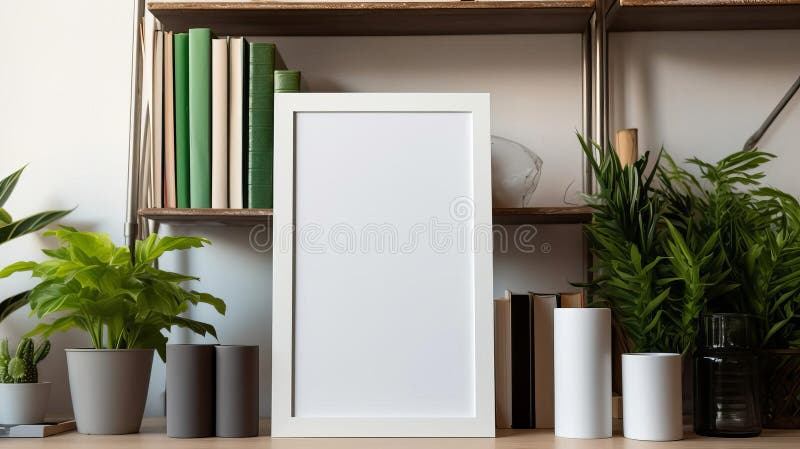 Modern Loft Apartment with Greenery and Empty Frame Decor Stock ...