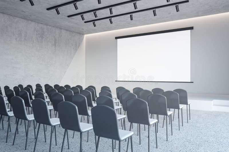 Modern Loft Concrete Auditorium Interior with Blank White Mock Up ...