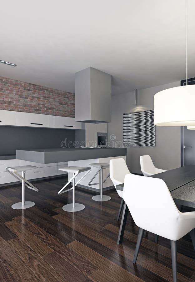 Modern Loft Dining Room Interior. Stock Image - Image of domestic ...