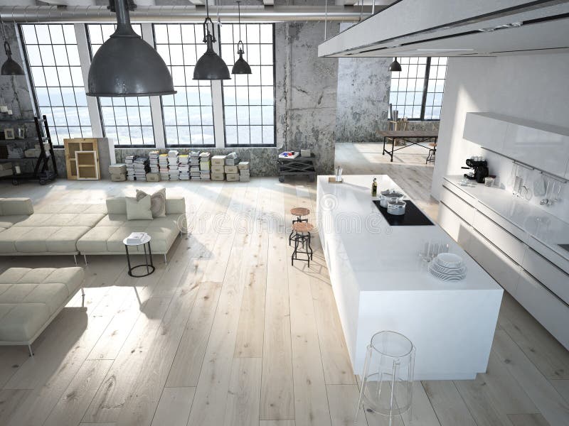 Interior Design Living Room Drawing Gradation into Photograph Stock ...