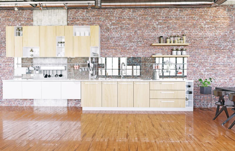 Modern loft. stock illustration. Illustration of kitchen - 116100367