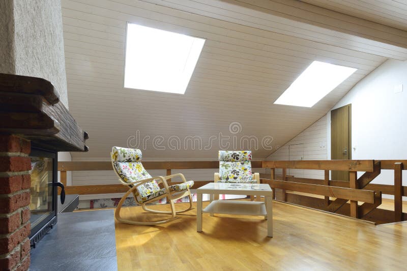 Modern Loft with Relaxing Area Stock Photo - Image of inside, home ...