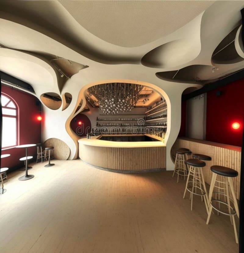 Modern Loft-style Interior Design of a Bar Counter in a Calm Colorful ...