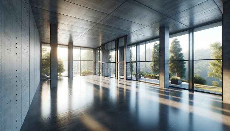 Modern Loft-style Interior. the Room Boasts a Polished Concrete Floor ...