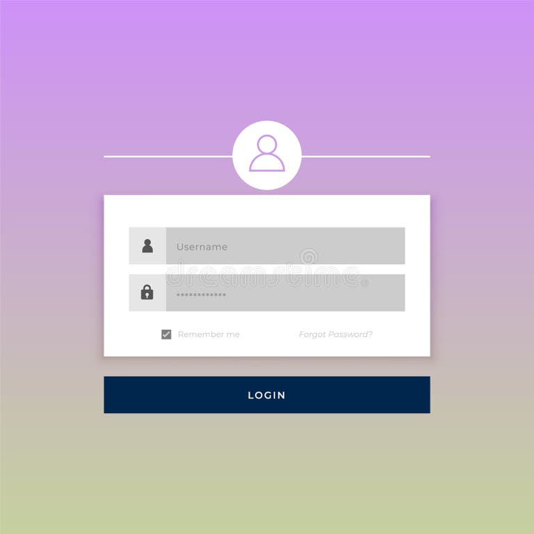 Modern Login Page Form Template with Easy User Interface Stock Vector ...
