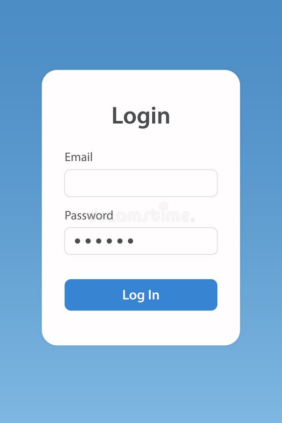 Modern Login Screen with Email and Password Fields Stock Illustration - Illustration of submit ...