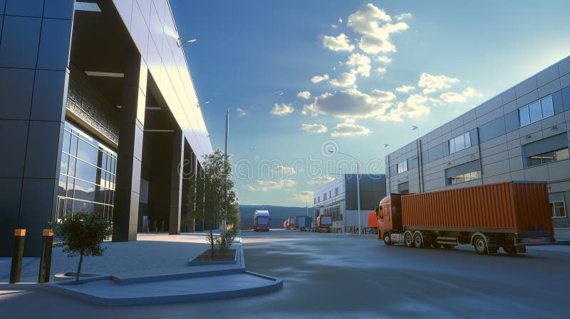 Modern Logistics Center, Light Industrial Building and Warehouse with ...