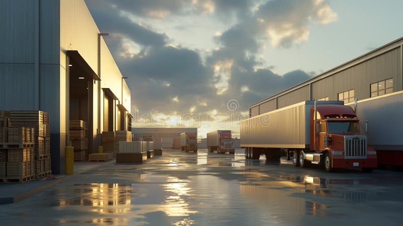 Modern Logistics Center, Light Industrial Building and Warehouse with ...