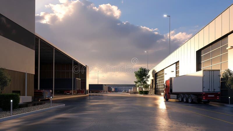 Modern Logistics Center, Light Industrial Building and Warehouse with ...