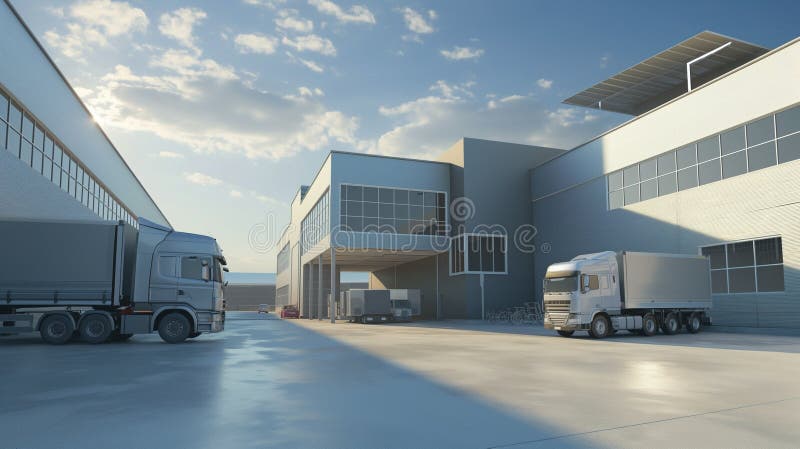 Modern Logistics Center, Light Industrial Building and Warehouse with ...
