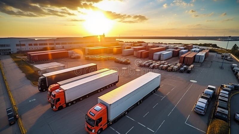 Modern Logistics Center. Trucks in the Logistics Center Stock Image ...