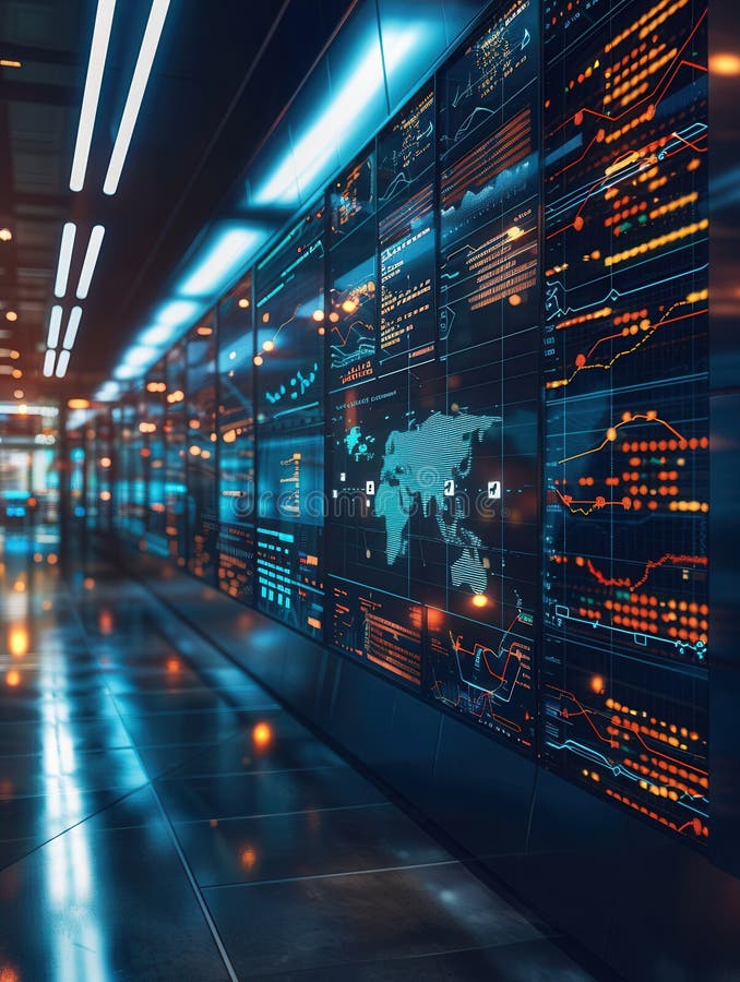 A Modern Logistics Control Center Features Large Screens Displaying ...