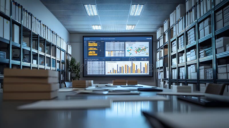 Modern Logistics Coordination Room Featuring Large Screen Display with ...