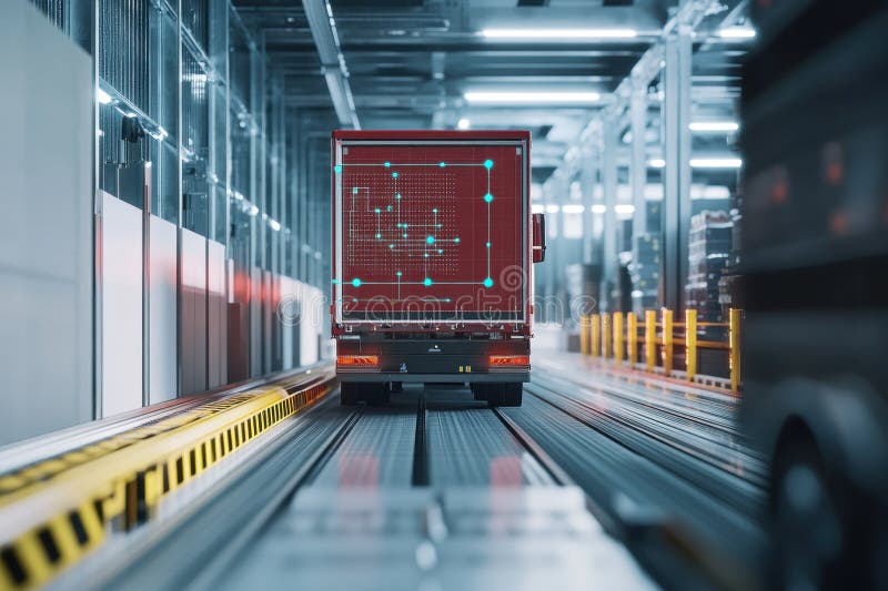 Modern Logistics Facility with a Truck Preparing for Loading and ...