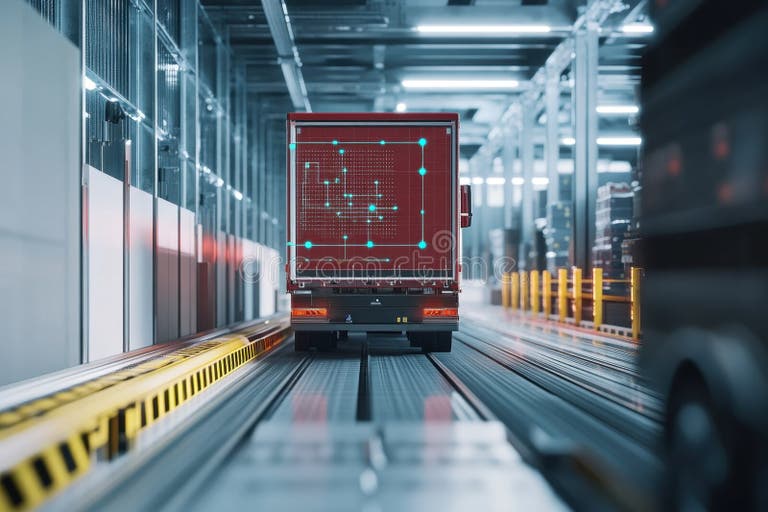 Modern Logistics Facility with a Truck Preparing for Loading and ...