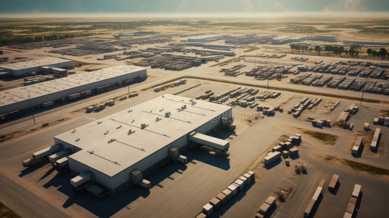 A Modern Logistics Park, Capturing Warehouses, Loading Hubs, and a ...