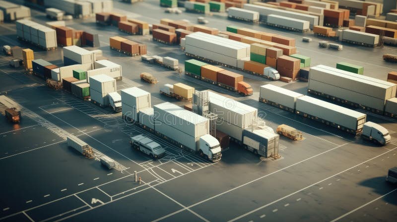 A Modern Logistics Park, Capturing Warehouses, Loading Hubs, and a ...