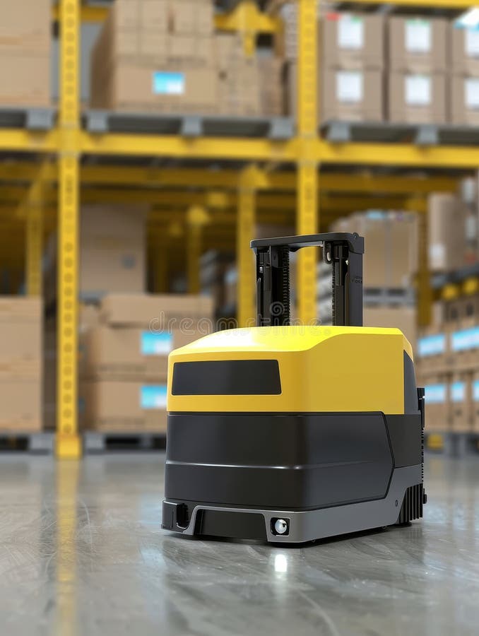 In a Modern Logistics Warehouse, an Autonomous Delivery Robot Equipped ...
