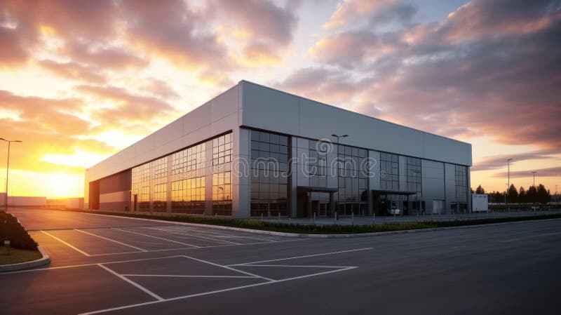 A Modern Logistics Warehouse Building Structure Stock Illustration ...