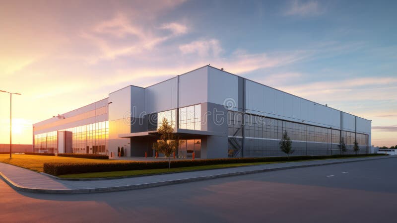 A Modern Logistics Warehouse Building Structure Stock Illustration ...