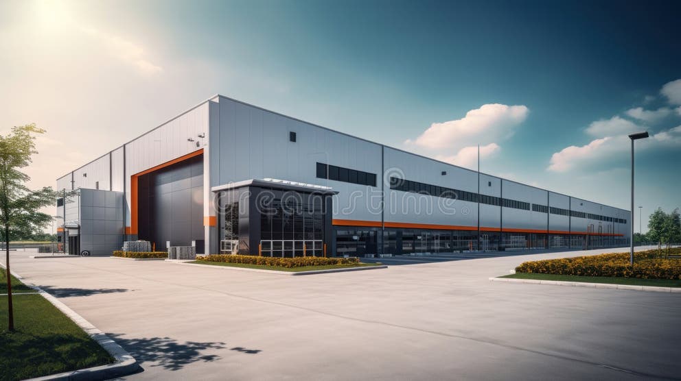 A Modern Logistics Warehouse Building Structure Stock Illustration ...