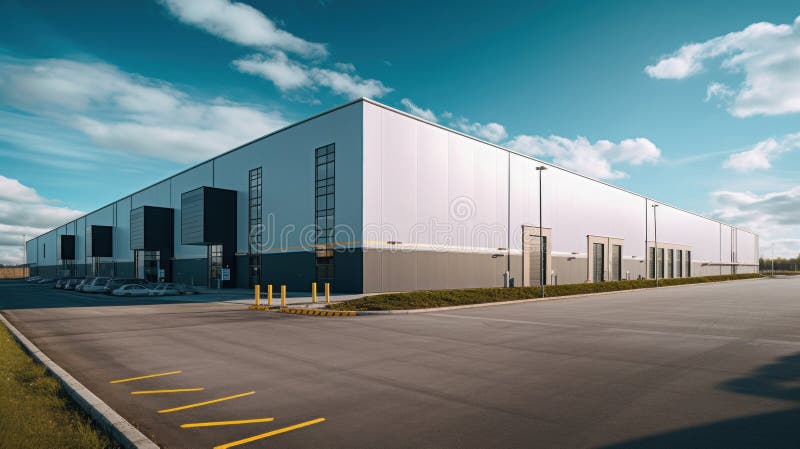 A Modern Logistics Warehouse Building Structure Stock Illustration ...