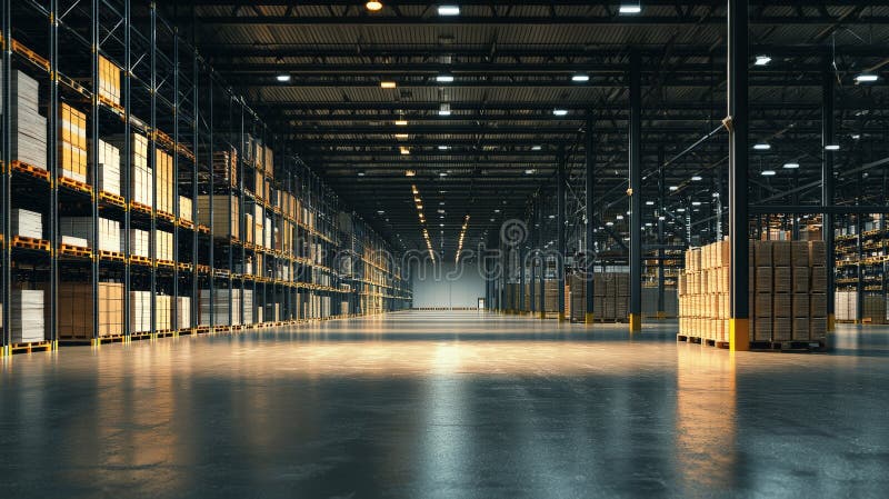 A Modern Logistics Warehouse Building Structure, Showcasing a Sleek and ...