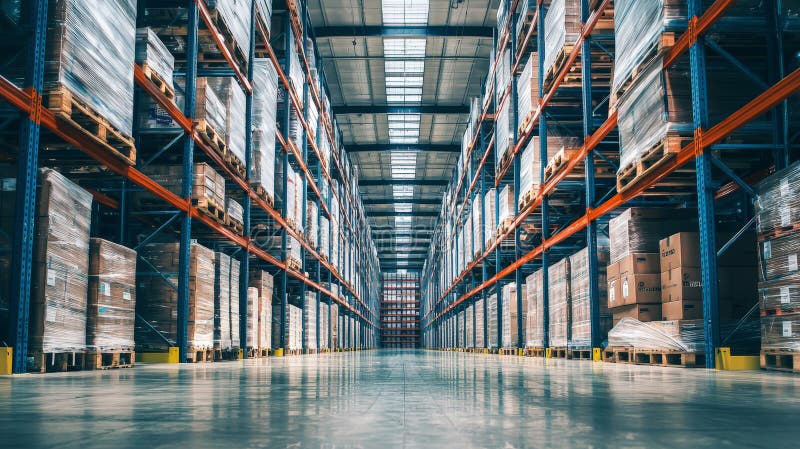 A Modern Logistics Warehouse Building Structure, Showcasing a Sleek and ...