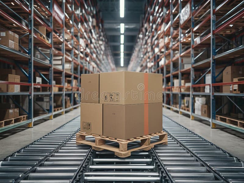 Automated Package Assembly Line Modern Distribution Center Generative ...