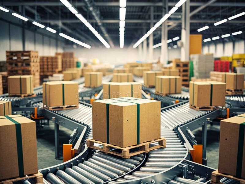 Robotic Arm Handling Packages Logistics Warehouse Space Stock Photos ...