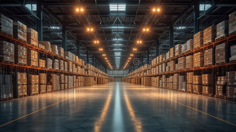 Modern Logistics Warehouse Interior Stock Illustration - Illustration ...