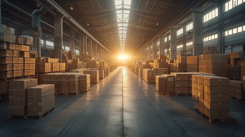 Modern Logistics Warehouse Interior Stock Illustration - Illustration ...