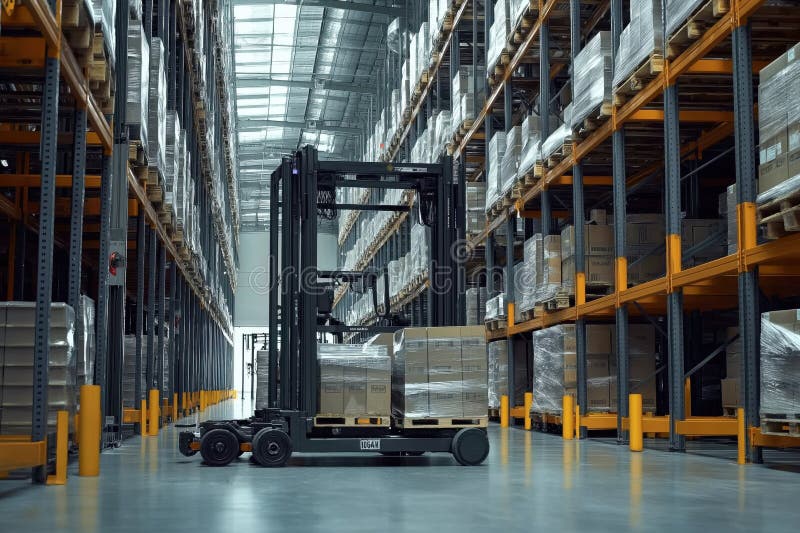 Modern Logistics Warehouse Scene Featuring Minimalistic Design Stock ...