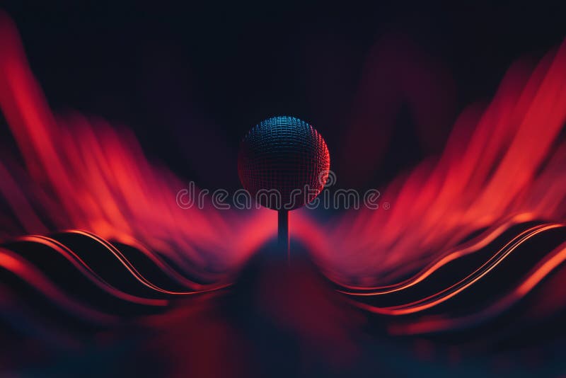 Modern Illustration Studio Microphone Blue Sound Waves Stock Photos ...